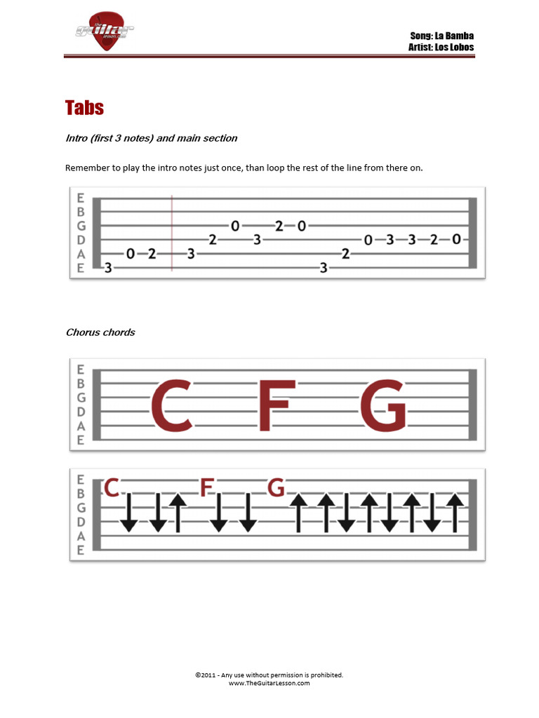 La Bamba Guitar Tabs and Chords | PDF