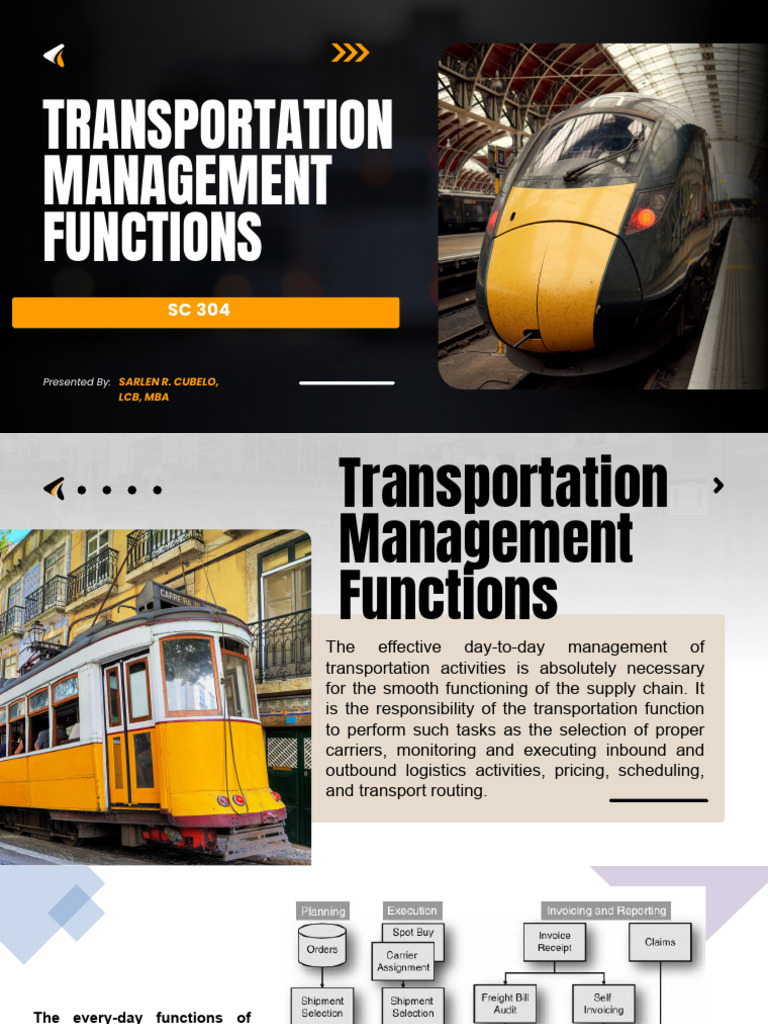 Transportation Management Functions | PDF | Transport | Supply Chain