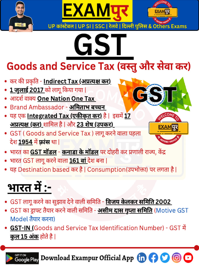 Goods and Service Tax (वस्तु और सेवा कर) : Download Exampur Official ...
