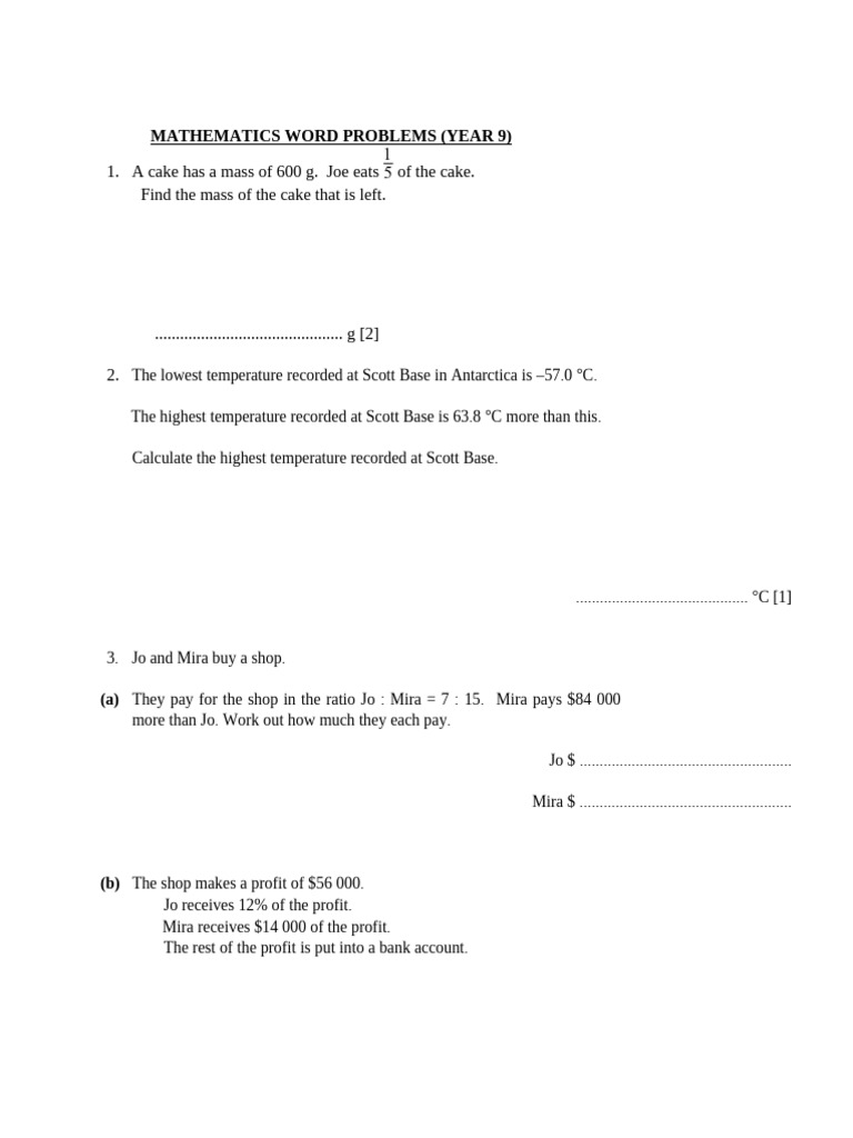 Mathematics Word Problems | PDF | Interest | Compound Interest