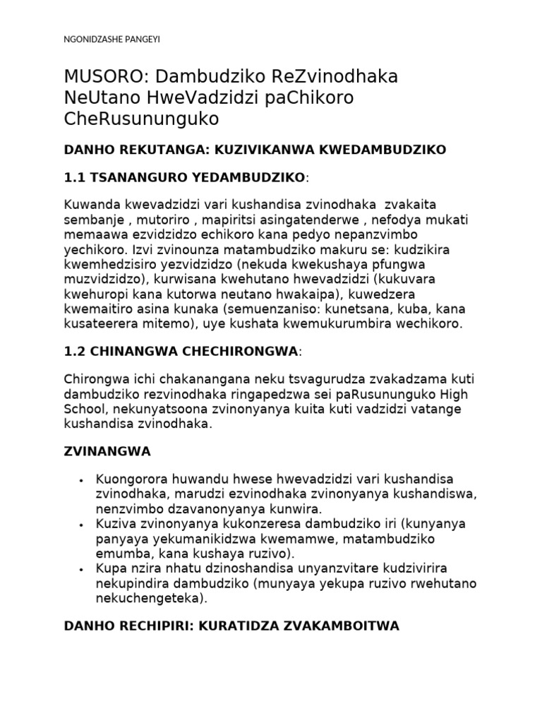 Shona Project 2 Ngoni | PDF