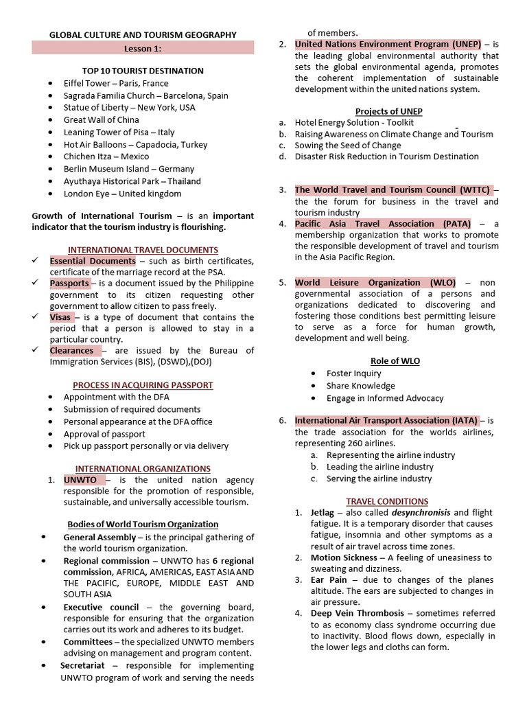 Global Culture and Tourism Geography - Midterms | PDF | South America ...