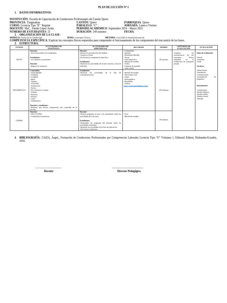 Plan. Teor. Conduc. e - Lección 1 | PDF | Maestros | Moodle