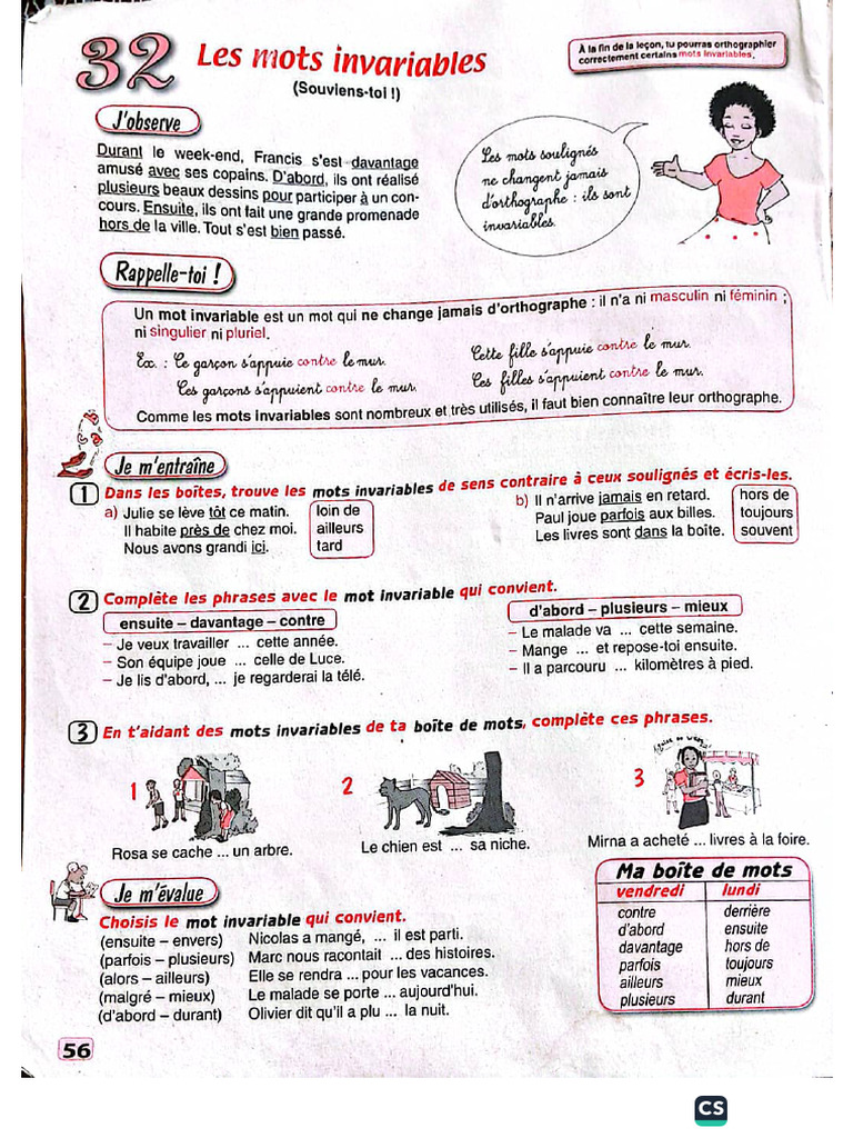 Les Mots Invariables - Scan | PDF
