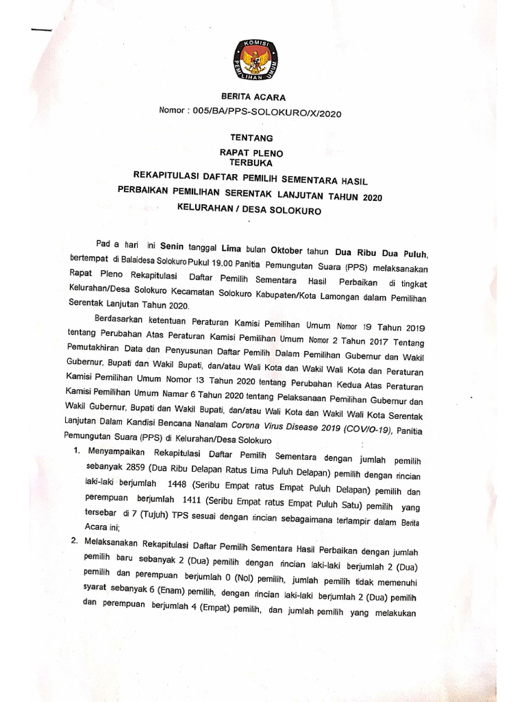 Ba Pleno DPSHP Solokuro | PDF