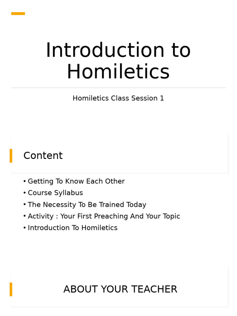 Introduction to Homiletics Course | PDF | Sermon | Homiletics