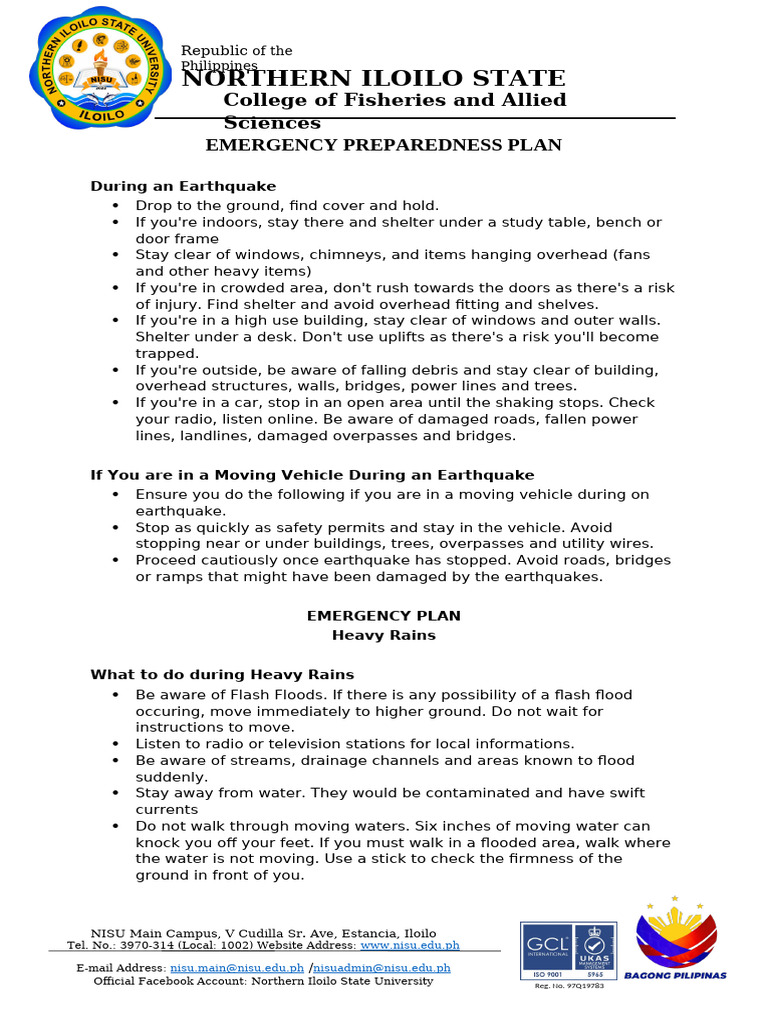 Emergency Preparedness Plan | PDF | Traffic Collision | Landslide