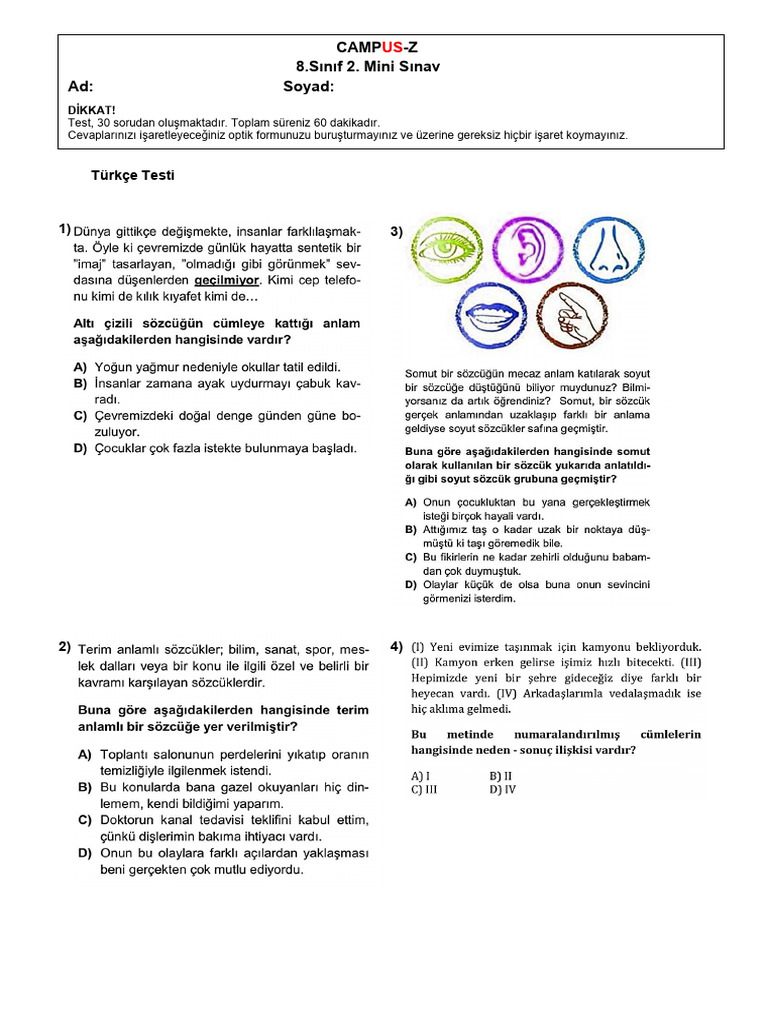 Mi̇ni̇ Sinav 2 | PDF