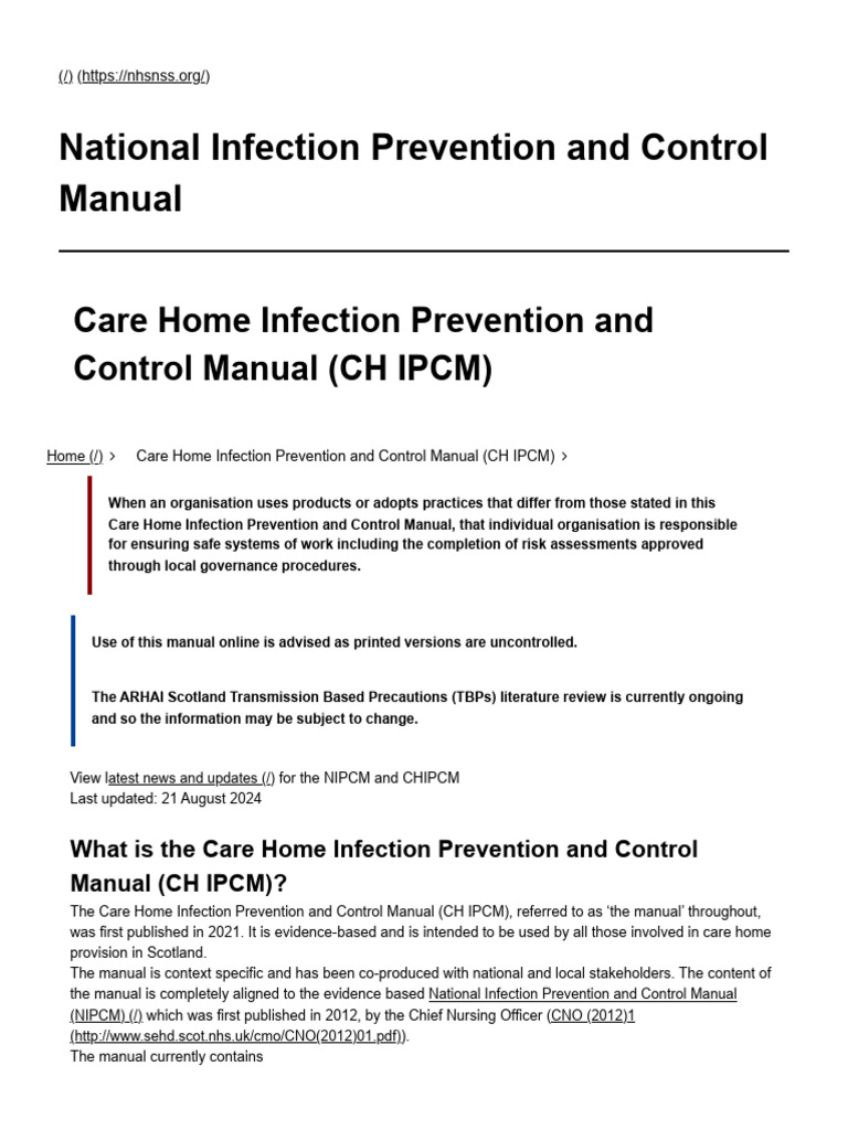 Care Home Infection Control Manual | PDF | Personal Protective ...