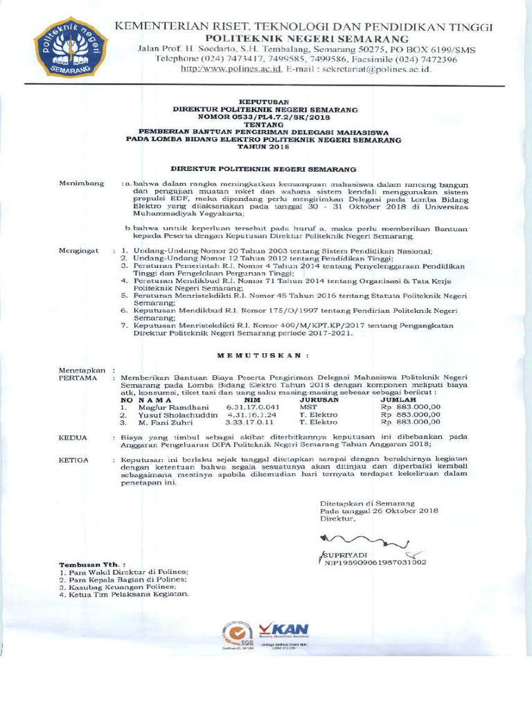 Kop Surat Polines | PDF