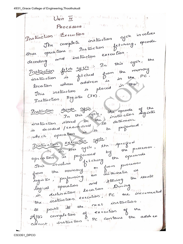 Digital Principles and Computer Organization - CS3351 - Hand Written ...