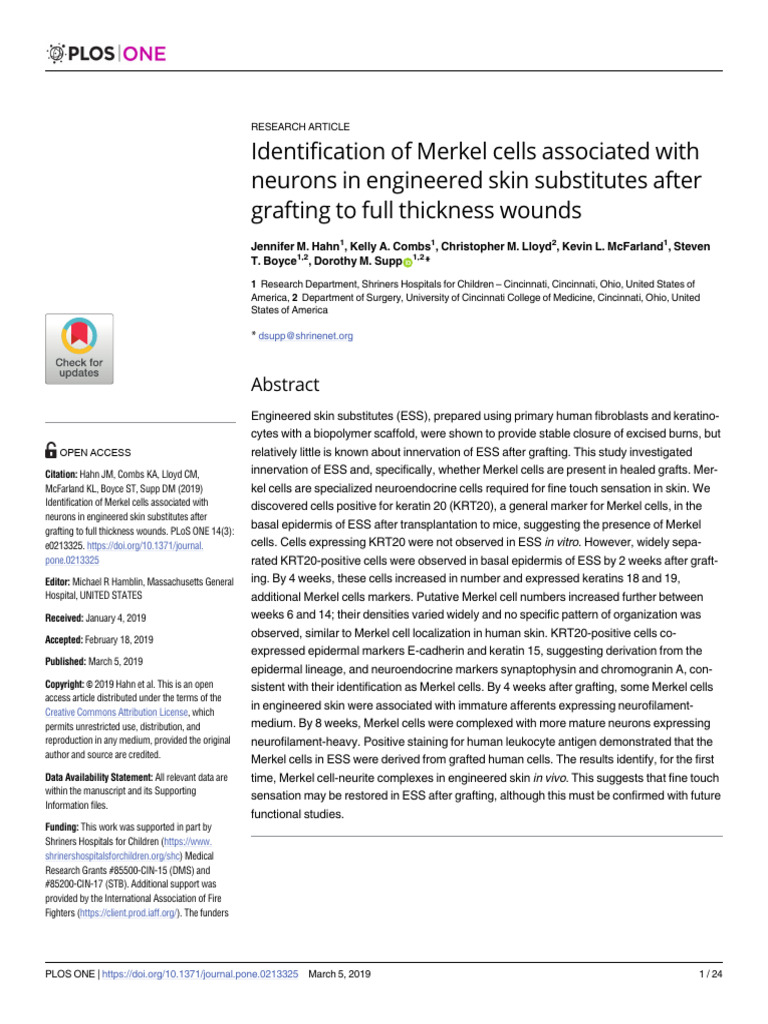 Jennifer M. Hahn 2019 Identification of Merkel Cells Associated With ...