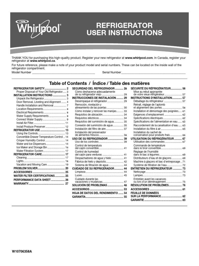 Refrigerator User Instructions Guide | PDF | Refrigerator | Electrical ...