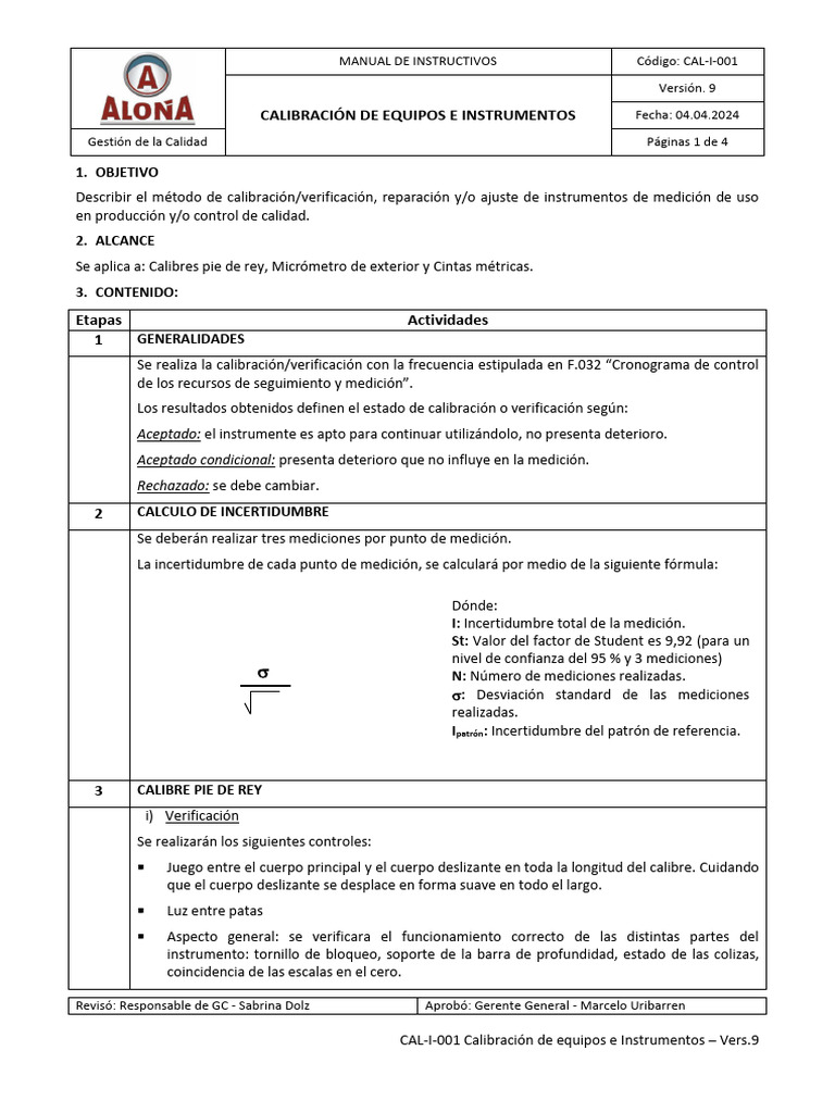 Calibración de Equipos de Medición | PDF | Calibración | Medición
