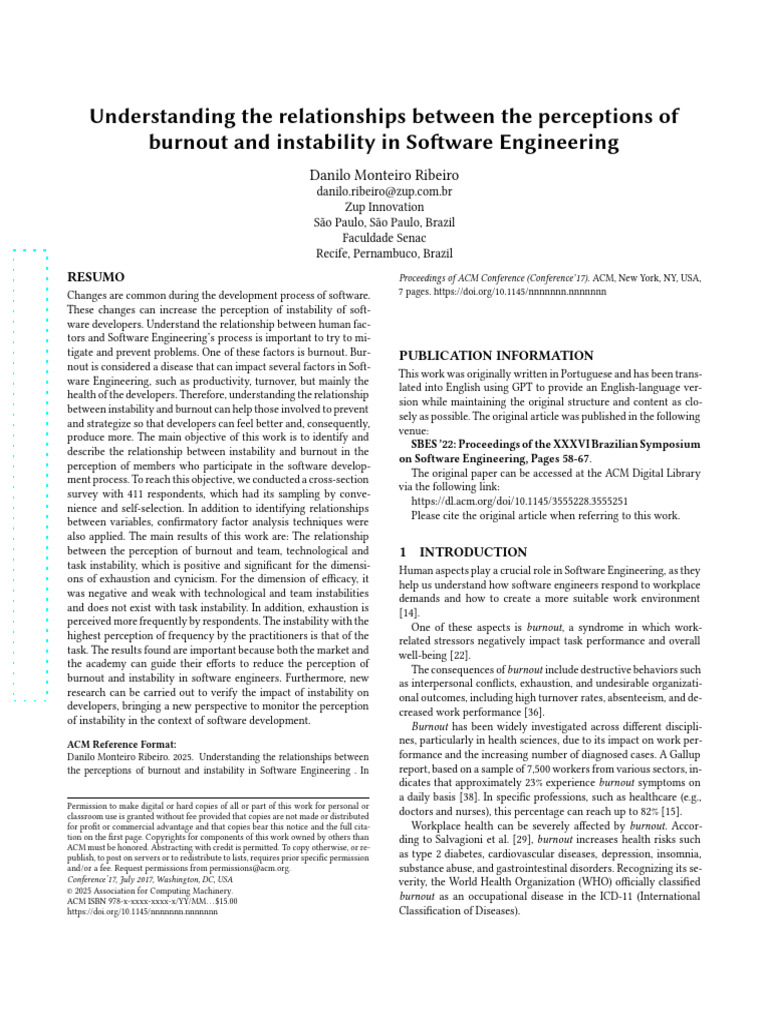 Understanding The Relationships Between The Perceptions of Burnout and ...
