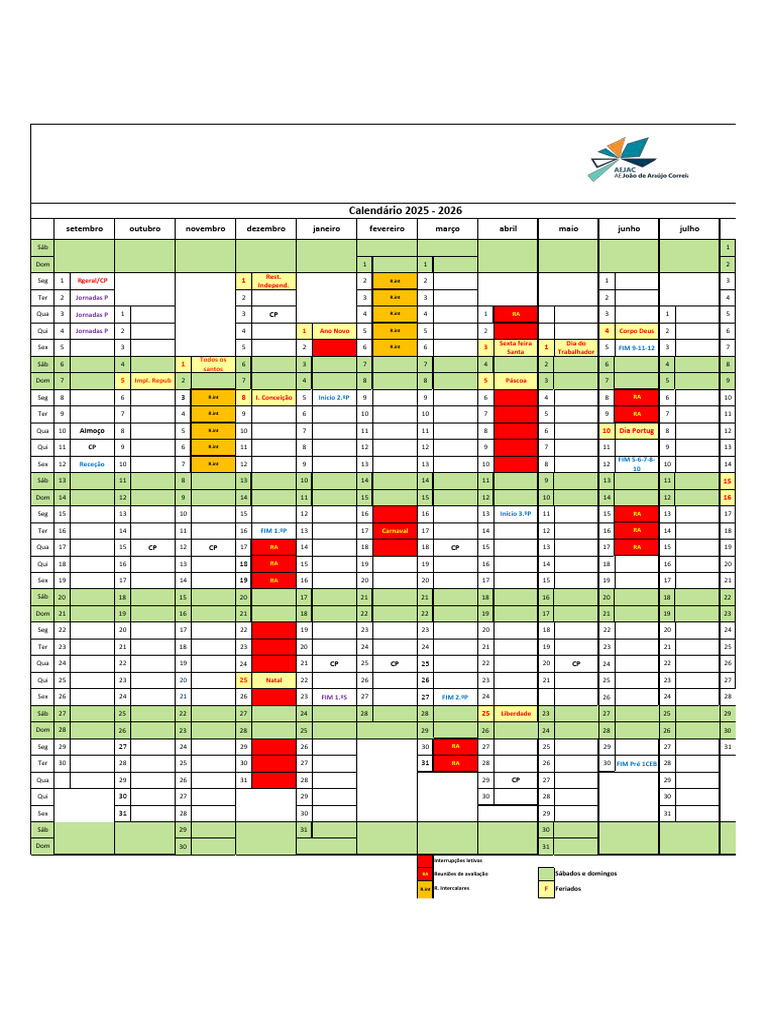 Calendário Escolar 2025-2026 | PDF