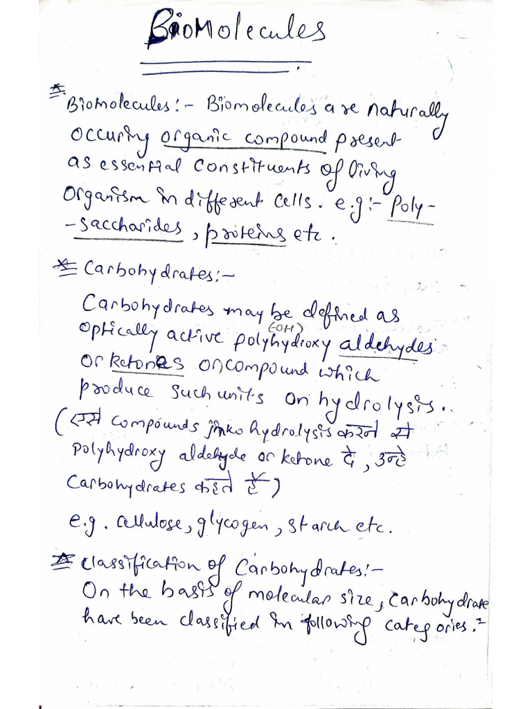 Biomolecules... (Short Notes by Saarthi) | PDF