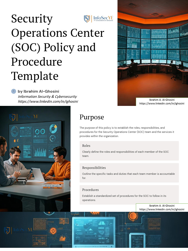 Security Operations Center SOC Policy and Procedure Template | PDF | Computer Security | Security