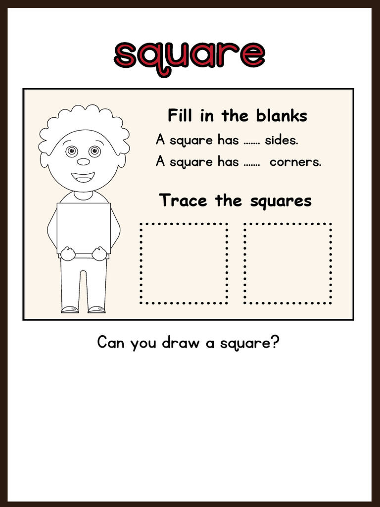 2D Shapes Worksheets Portrait Cream, White and Black Outlined Style PDF ...