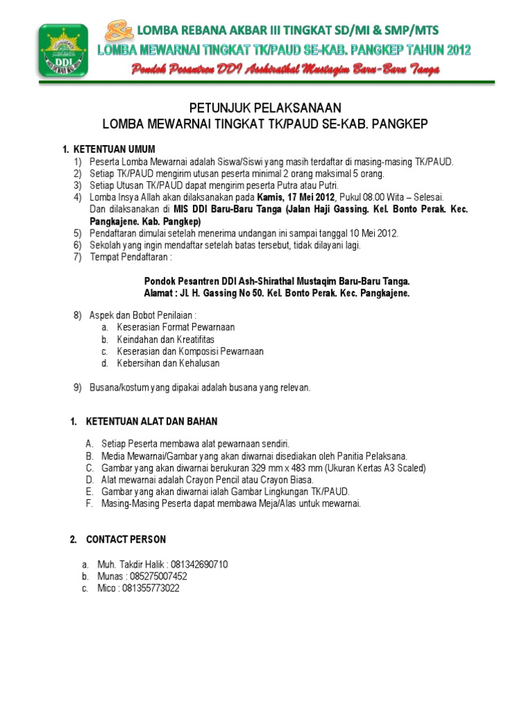 Contoh Proposal Lomba Mewarnai Tingkat Tk – Berbagai Contoh Contoh Proposal Lomba Mewarnai Tingkat Tk – Berbagai Contoh