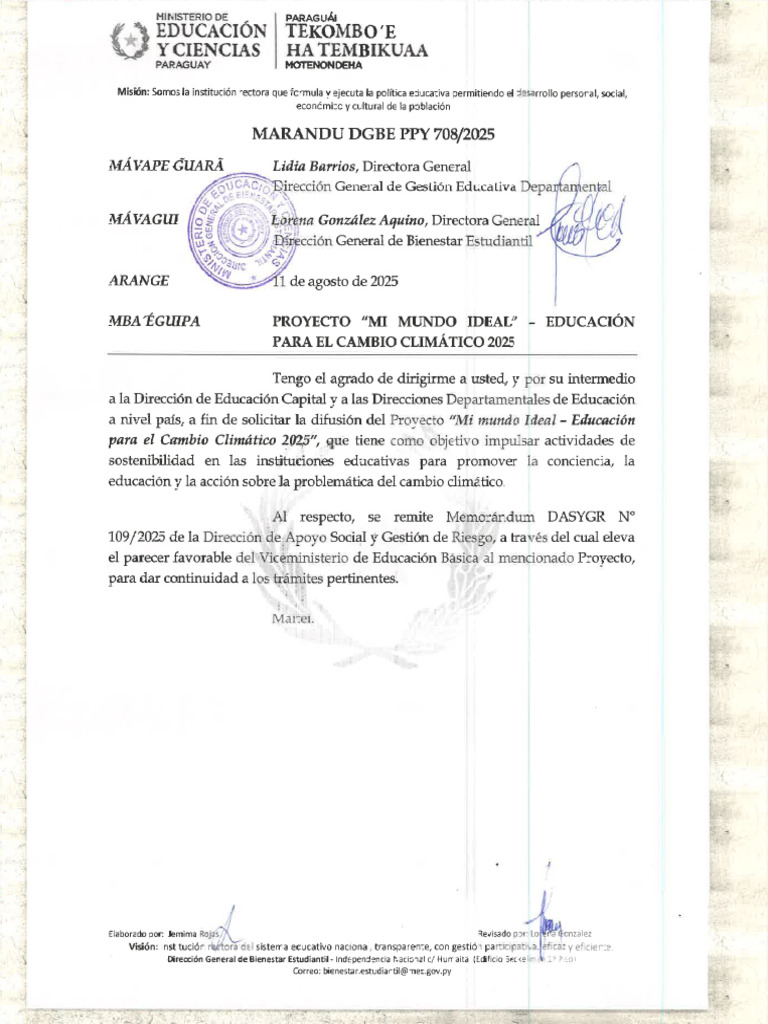Memorandum Dgbe #708-2025 | PDF | Sustentabilidad | Entorno natural
