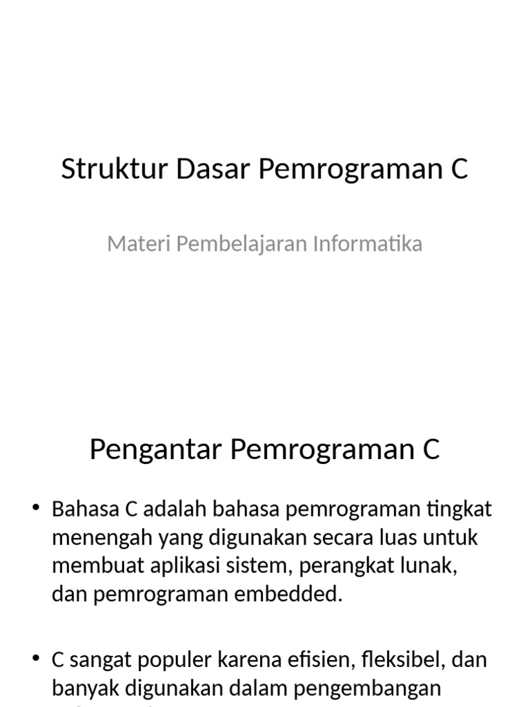 Struktur Dasar Pemrograman C | PDF