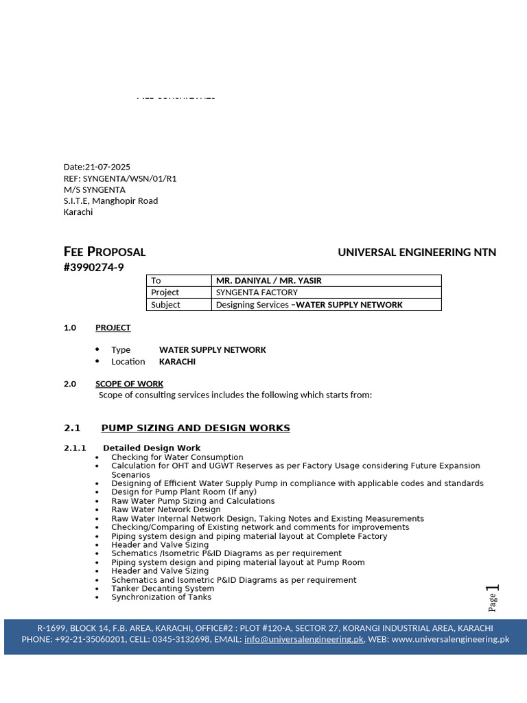 Water Supply Network Design Proposal | PDF