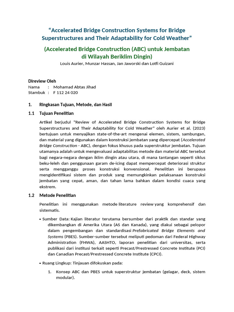 Accelerated Bridge Construction Systems For Bridge Superstructures and ...