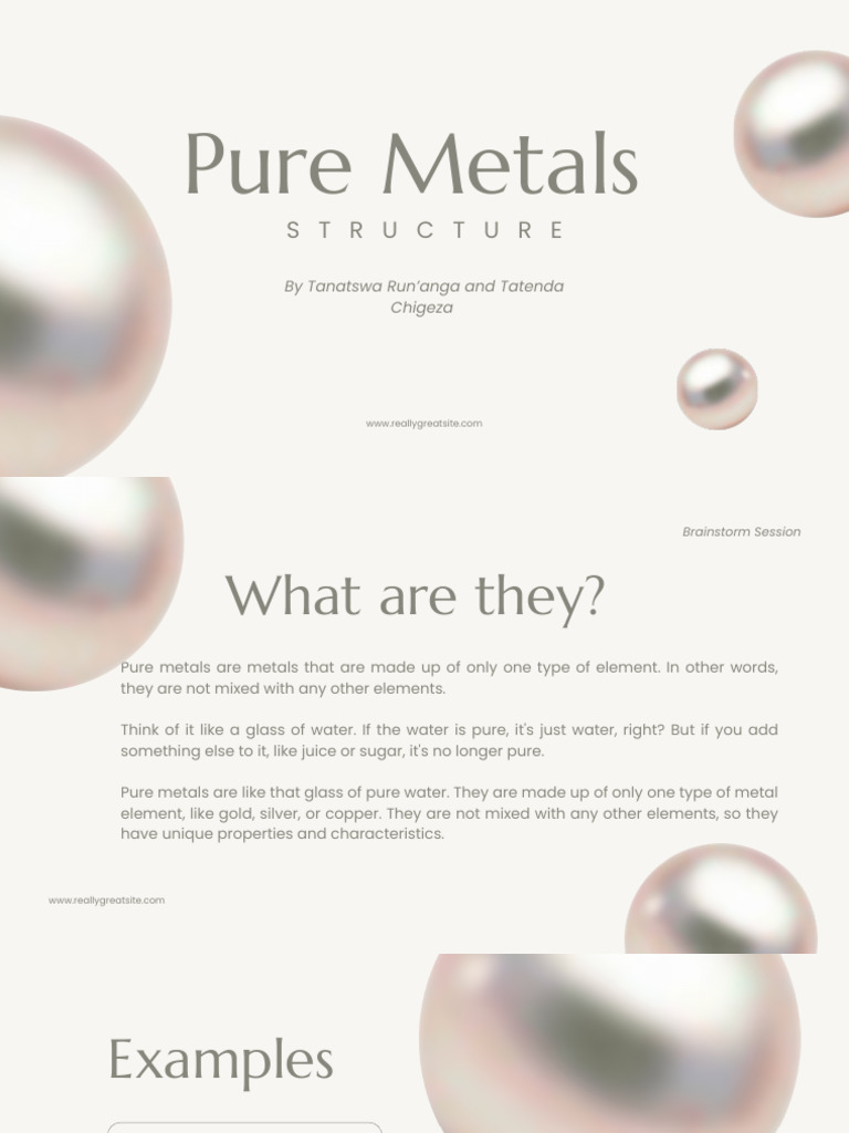 Understanding Pure Metals and Examples | PDF