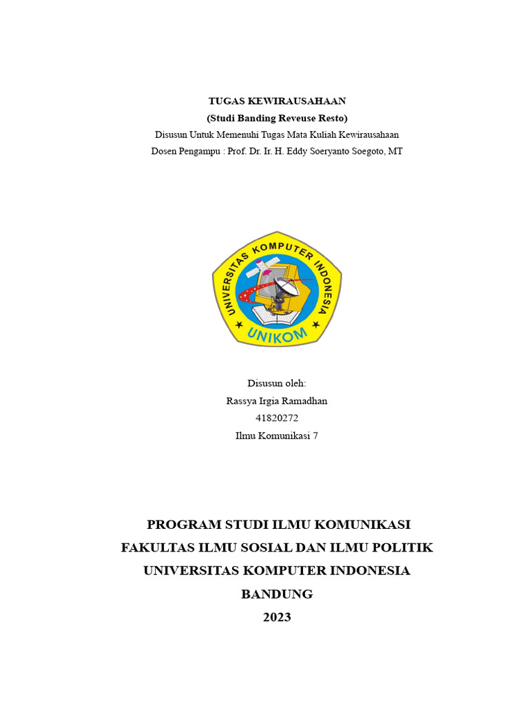 Studi Banding Reveuse Resto Kewirausahaan | PDF