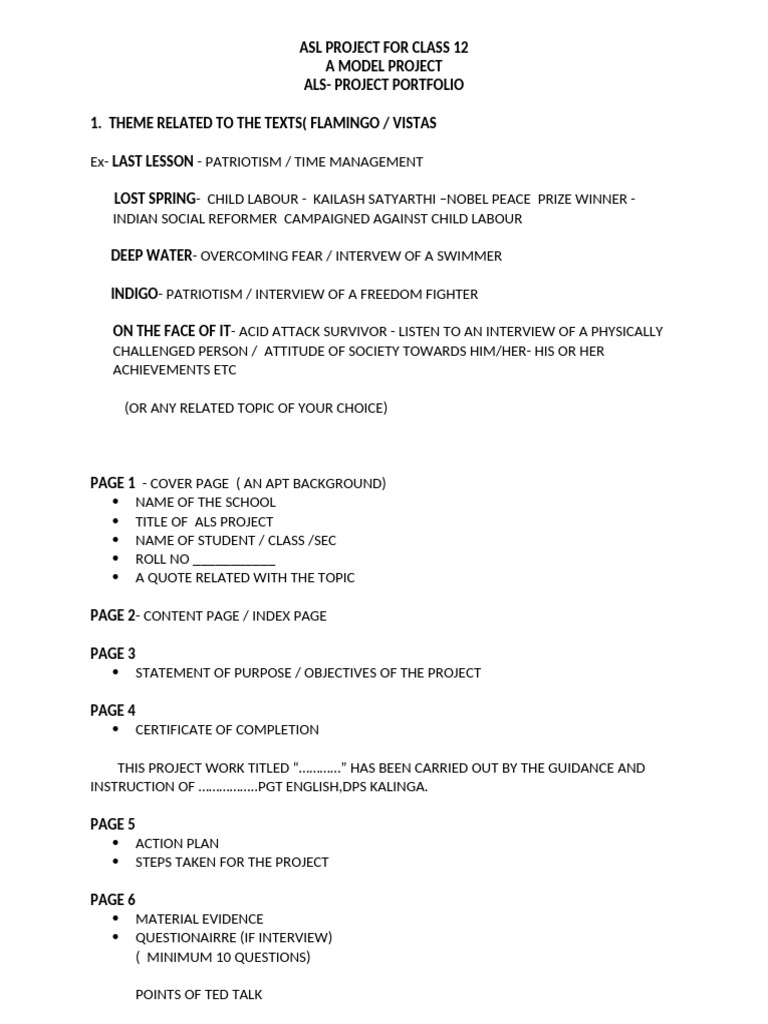 Asl Project For Class 12 | PDF