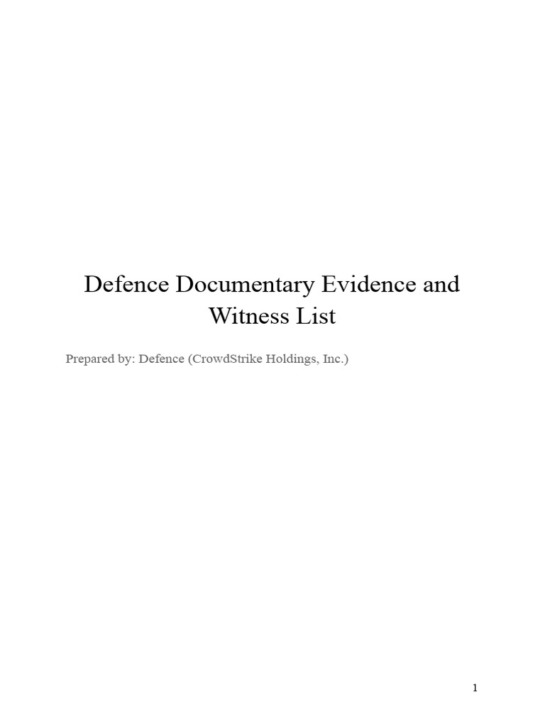 Defense Documentary Evidence and Witness List | PDF