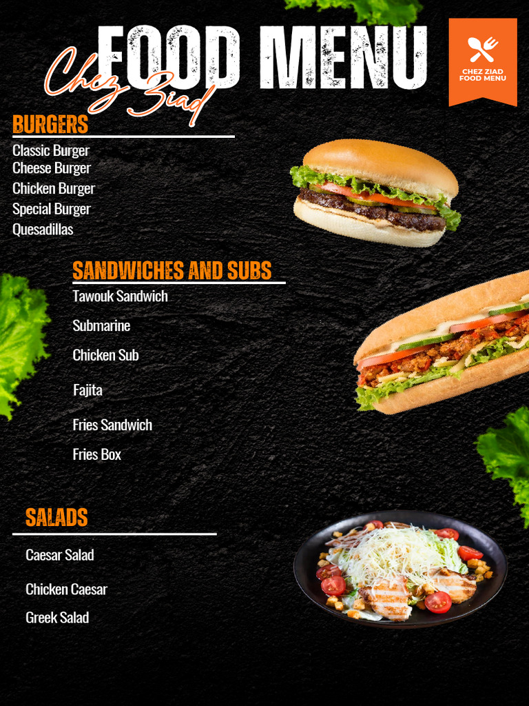 Chez Ziad Menu Night | PDF