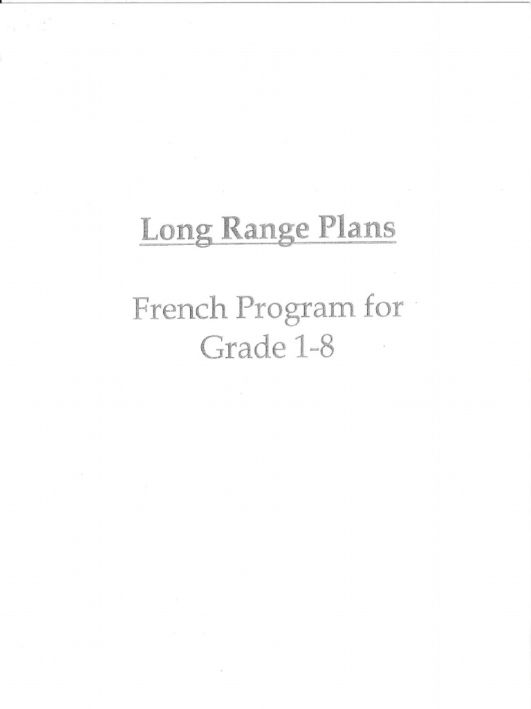 French Long Range Plans - 2 | PDF