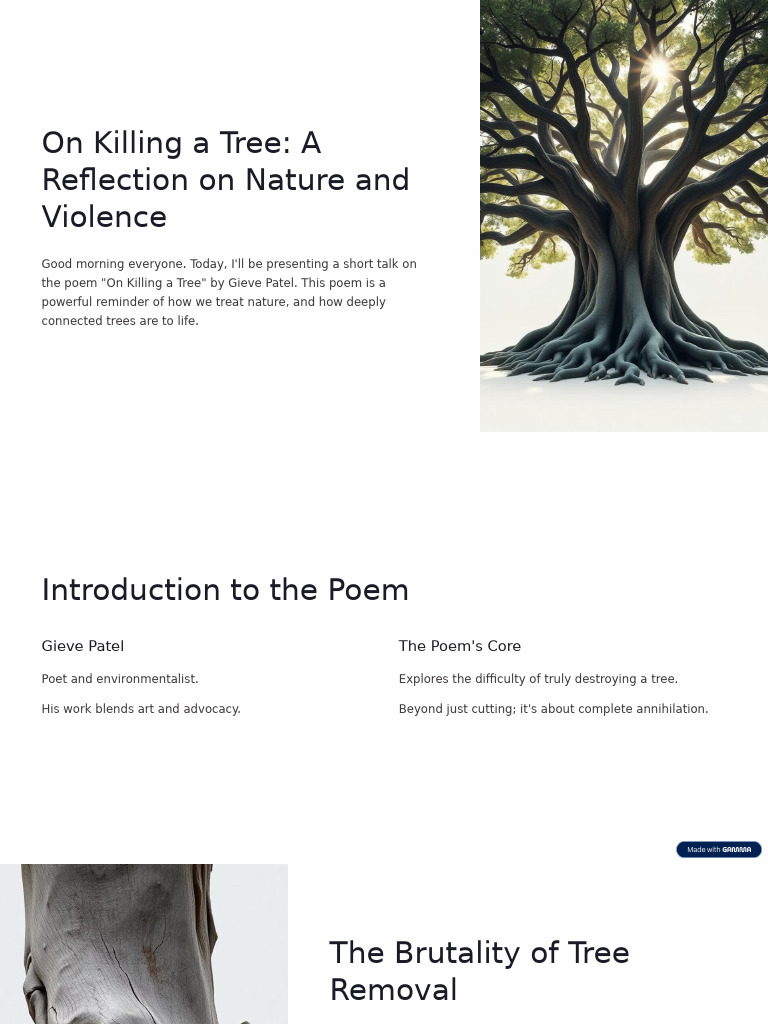 On Killing A Tree A Reflection On Nature and Violence | PDF | Violence | Poetry