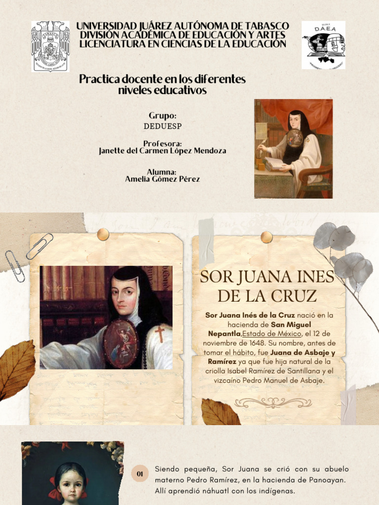 Biografía de Sor Juana Inés de la Cruz | PDF