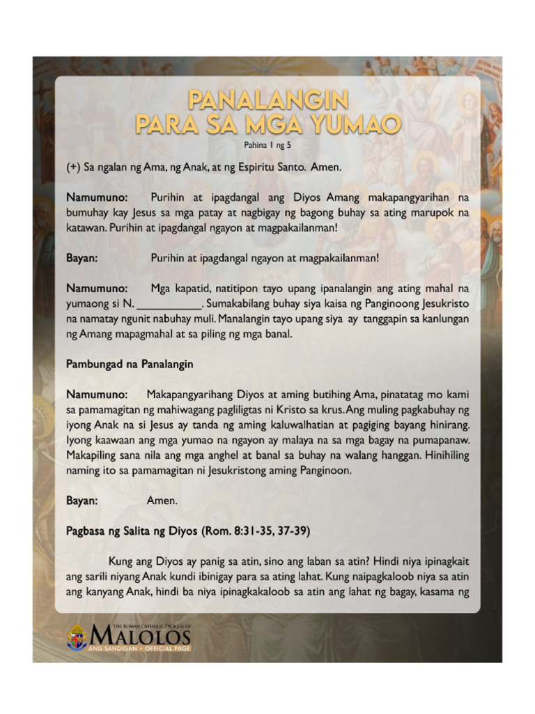 Panalangin Sa Mga Yumao | PDF