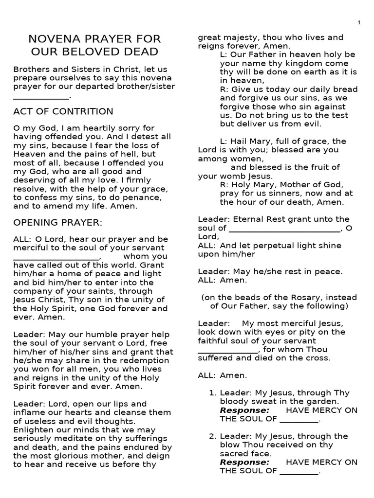 Novena Prayer For The Departed Souls Pdf Lord S Prayer God The Father