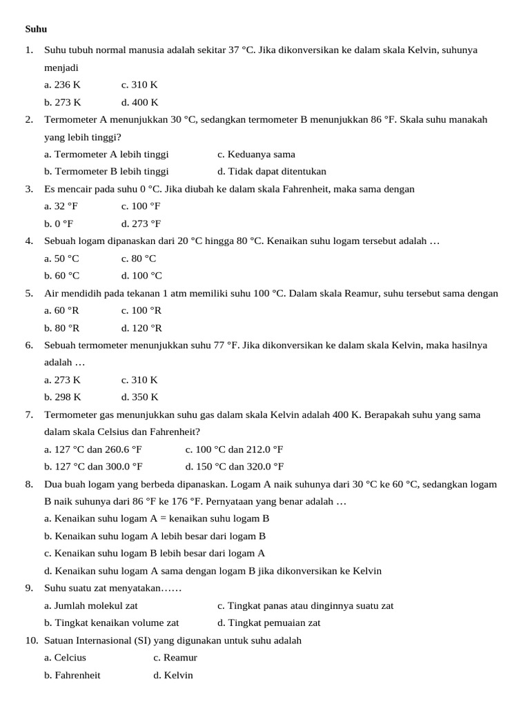 Konversi Suhu dan Skala Termometer | PDF