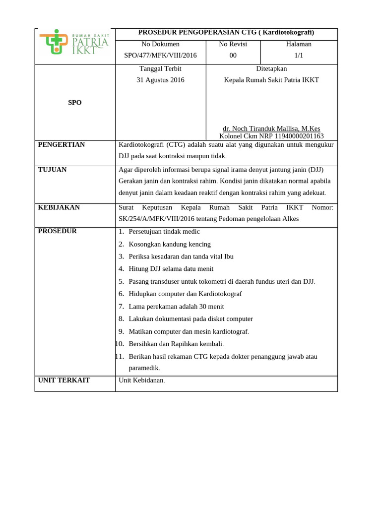 Spo CTG Sudah Print | PDF