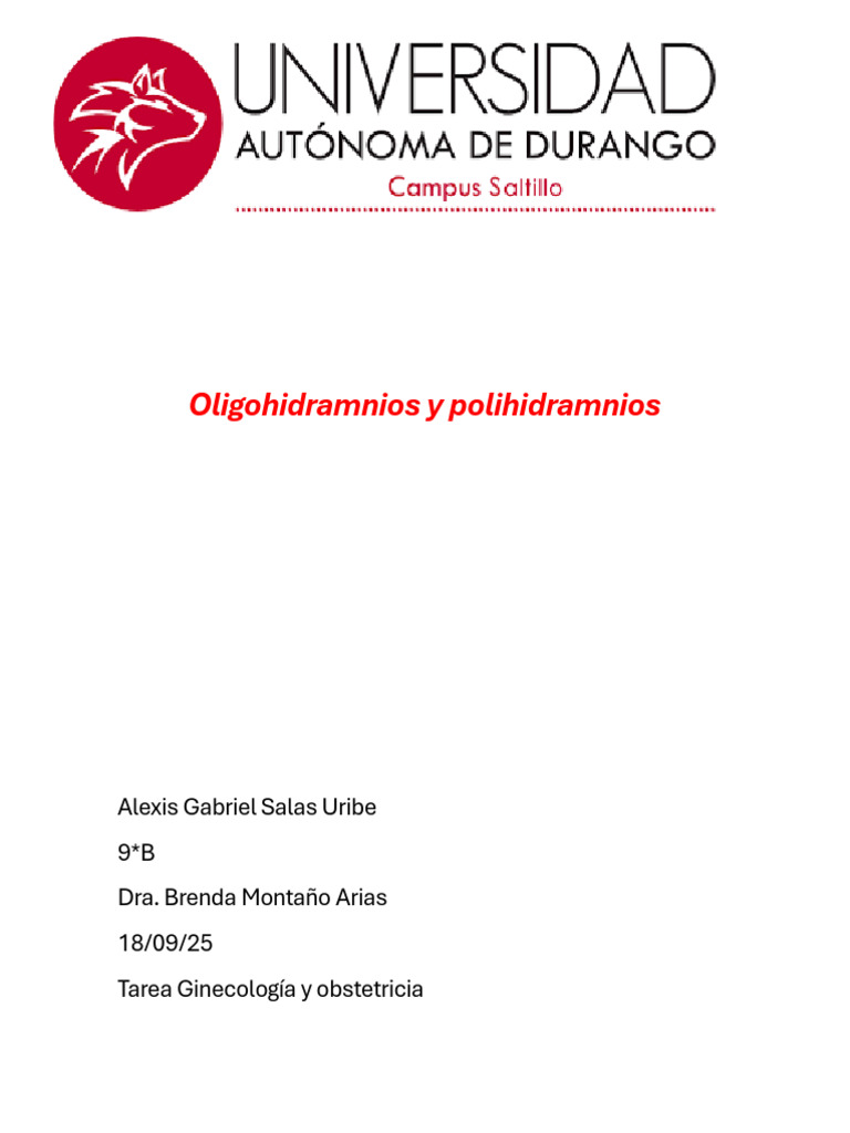 Oligohidramnios y Polihidramnios: Clasificación y Valores | PDF | El ...