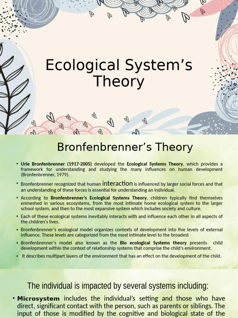 Bronfenbrenner's Ecological Systems Theory | PDF | Ecology ...