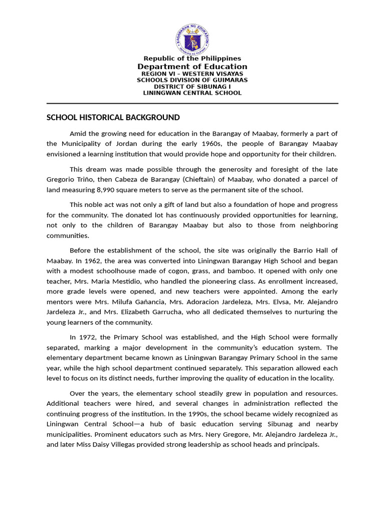 School Historical Background | PDF | Learning | Intelligence