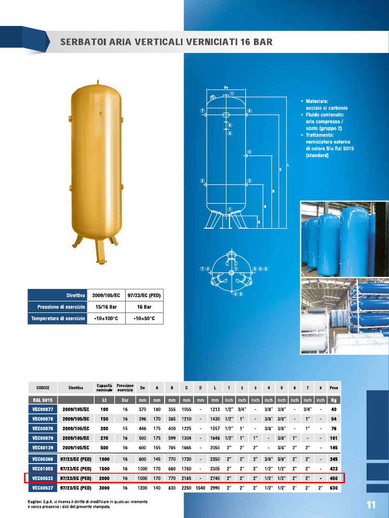 Serbatoio Verticale 2000 LT 16 Bar | PDF
