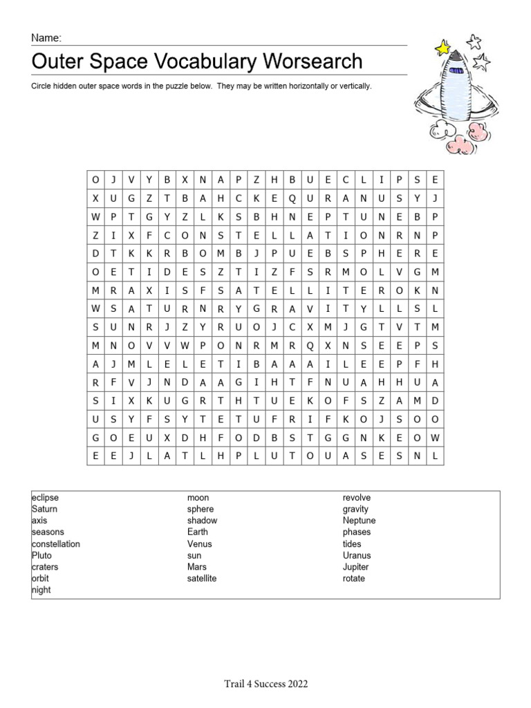 Outer Space Word Search Puzzle | PDF | Natural Satellite | Eclipse