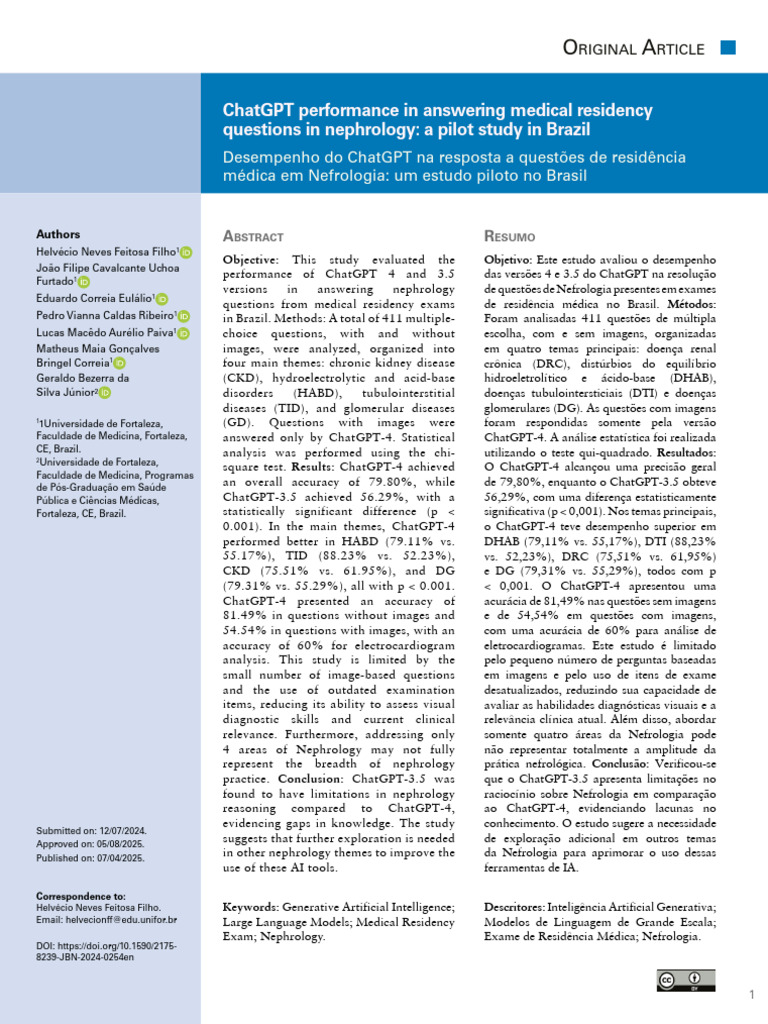 ChatGPT Performance in Answering Medical Residency | PDF | Medicine ...