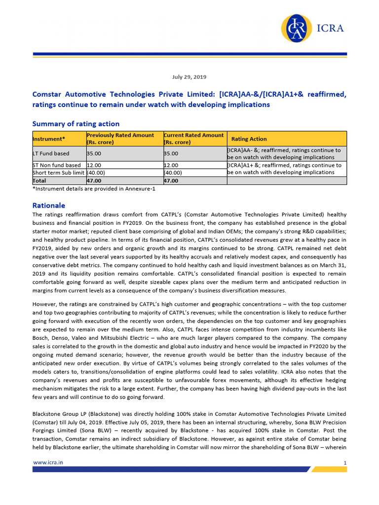 Comstar Automotive R 29072019 | PDF | Foreign Exchange Market | Debt