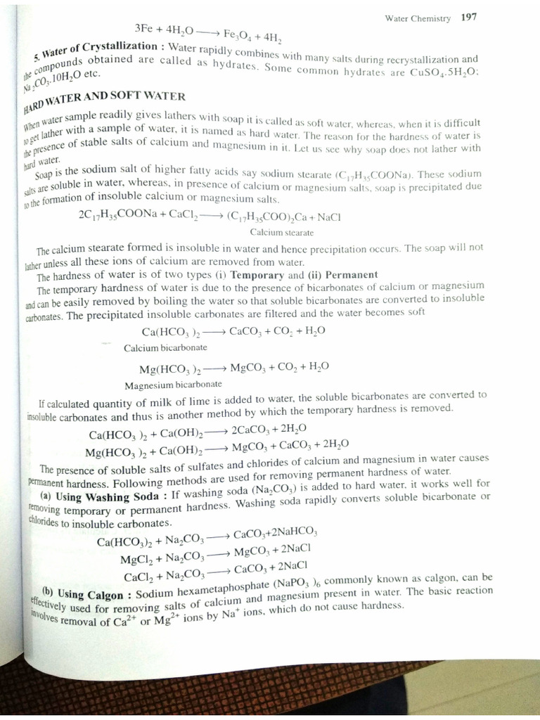 Water Chemistry Notes For Btech | PDF