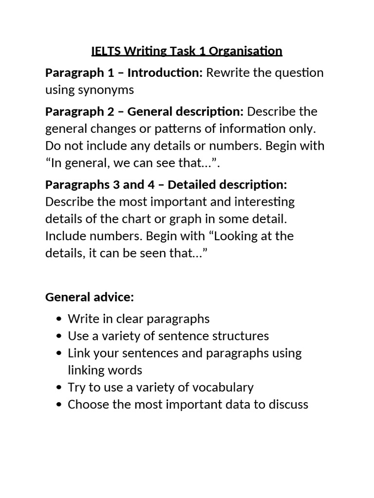 IELTS Writing Task 1 Structure Guide | PDF