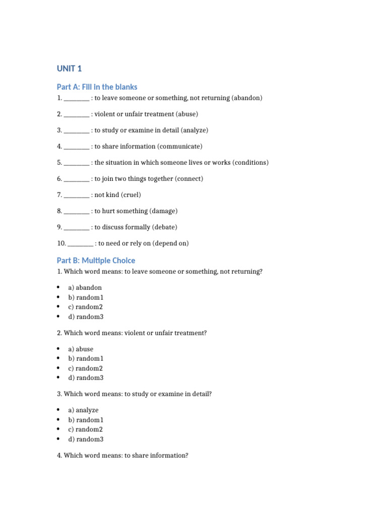 All Units Vocabulary Exercises | PDF | Money